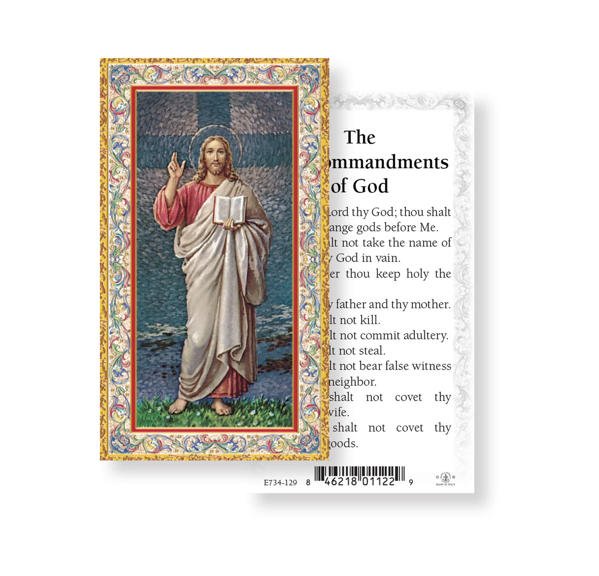 The Ten Commandments Gold-Stamped Holy Card — Keep God in Life