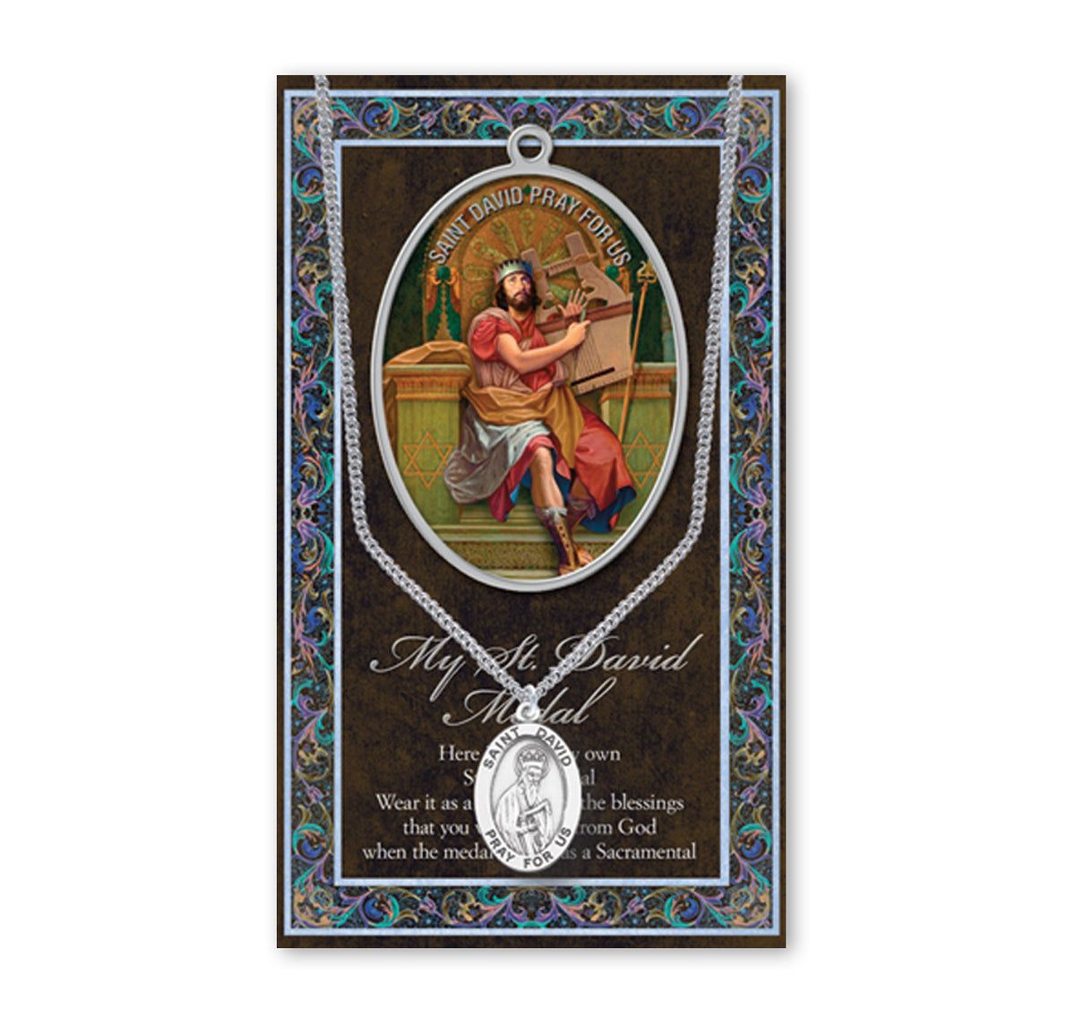 Saint David Biography Pamphlet and Patron Saint Medal — Keep God in Life