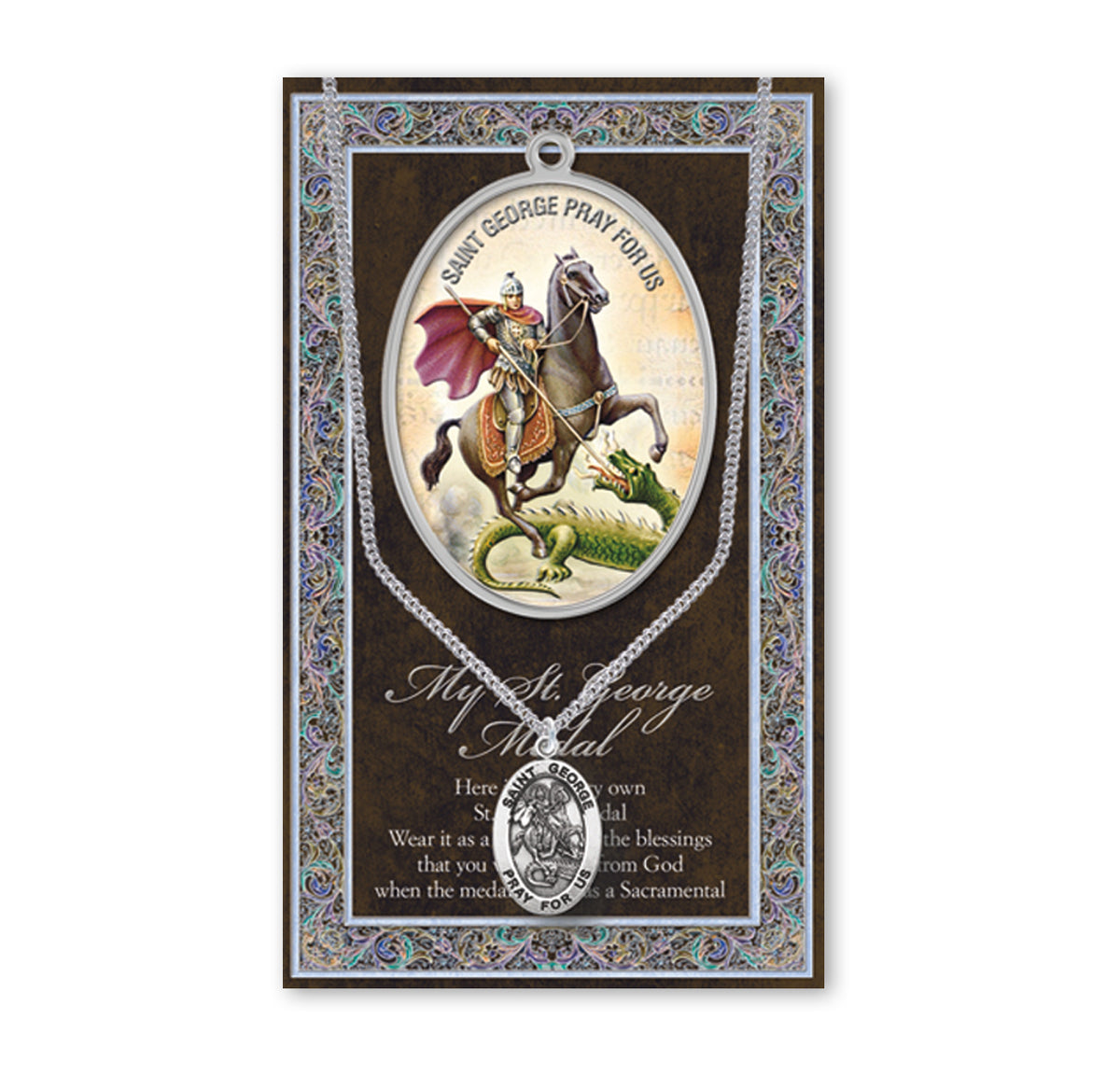 Saint George Biography Pamphlet and Patron Saint Medal — Keep God in Life